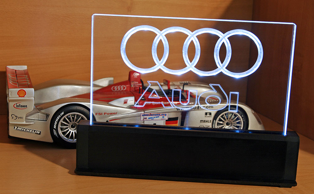 LED edge-lit sign / nightlight with Audi logo (or custom)